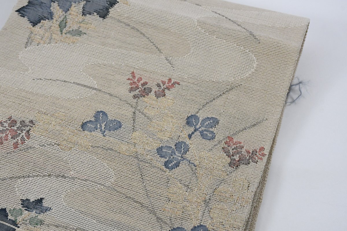 Yahoo!オークション - 袋名古屋帯 夏帯 秋草 花 帯丈358cm 着物屋 ne-1...