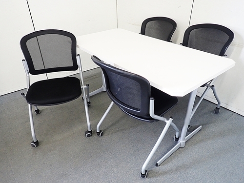 Yahoo!オークション - 会議テーブル+4脚セット 40-0858