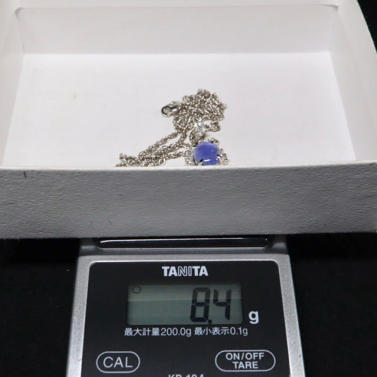 Pt900/Pt850!3.09/0.49ct!GSJソ付き!スター効果!★天然ダイヤモンド/天然スターサファイアネックレス★M 約8.4g 約39.0cm star EH2/EH7A552 ...