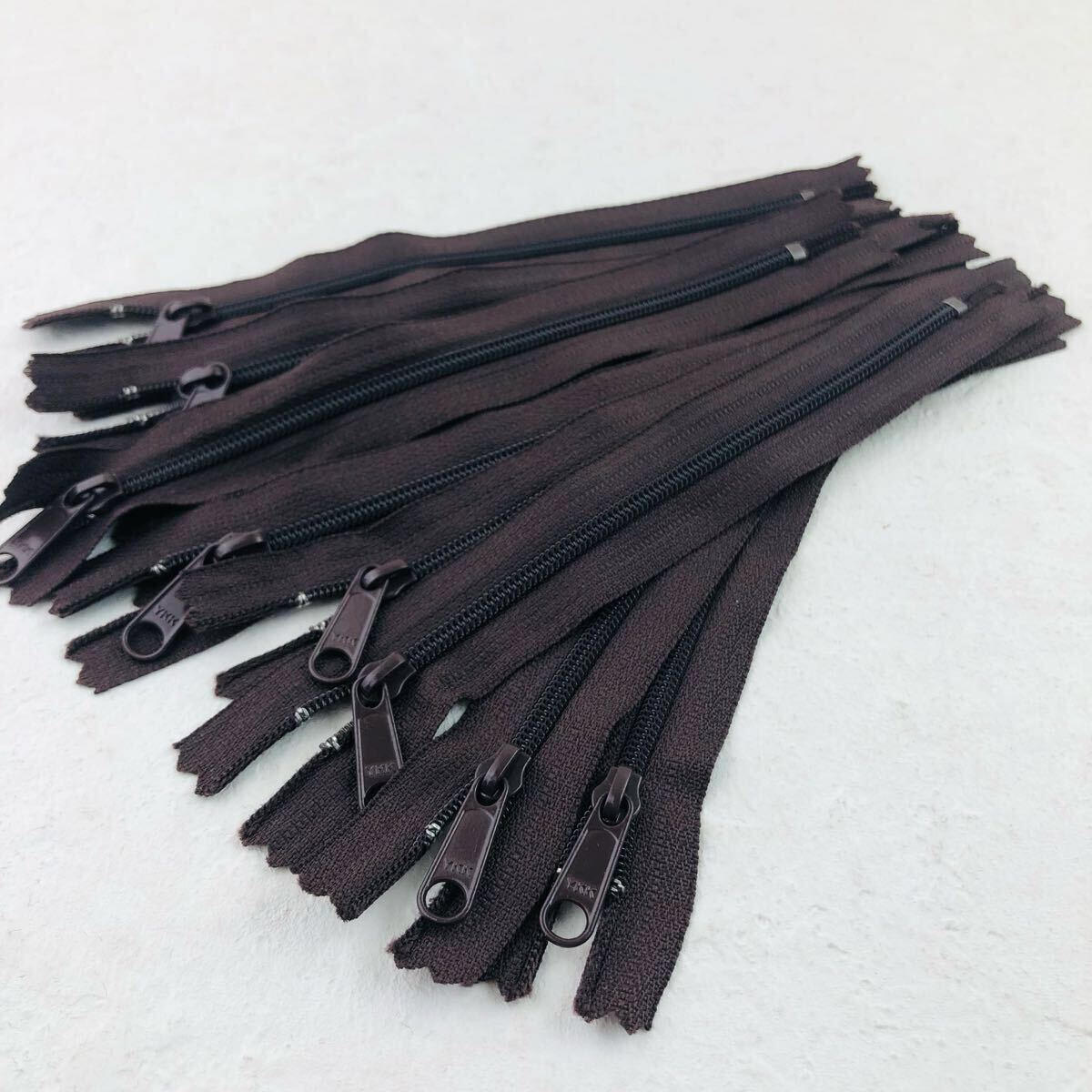 Yahoo!オークション - 16cm 10本 YKK ファスナー 16センチ ブラウン コ...