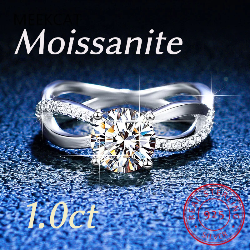 Yahoo!オークション - S925 モアサナイト 1ct クロス リング フリーサ...