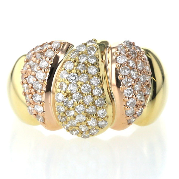 Yahoo!オークション - K18YGPG イエロー ピンクゴールド リング ダイヤ...