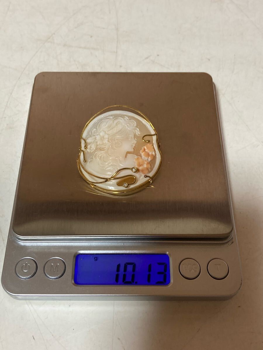 Yahoo!オークション - K18 カメオ ブローチ トップ 2way 18金枠 750 ゴ...