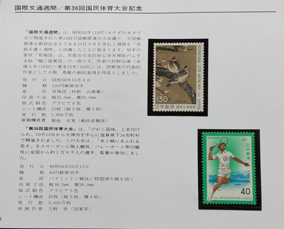 Yahoo!オークション - 【額面出品】S56 国際文通週間/第36回国民体育大...