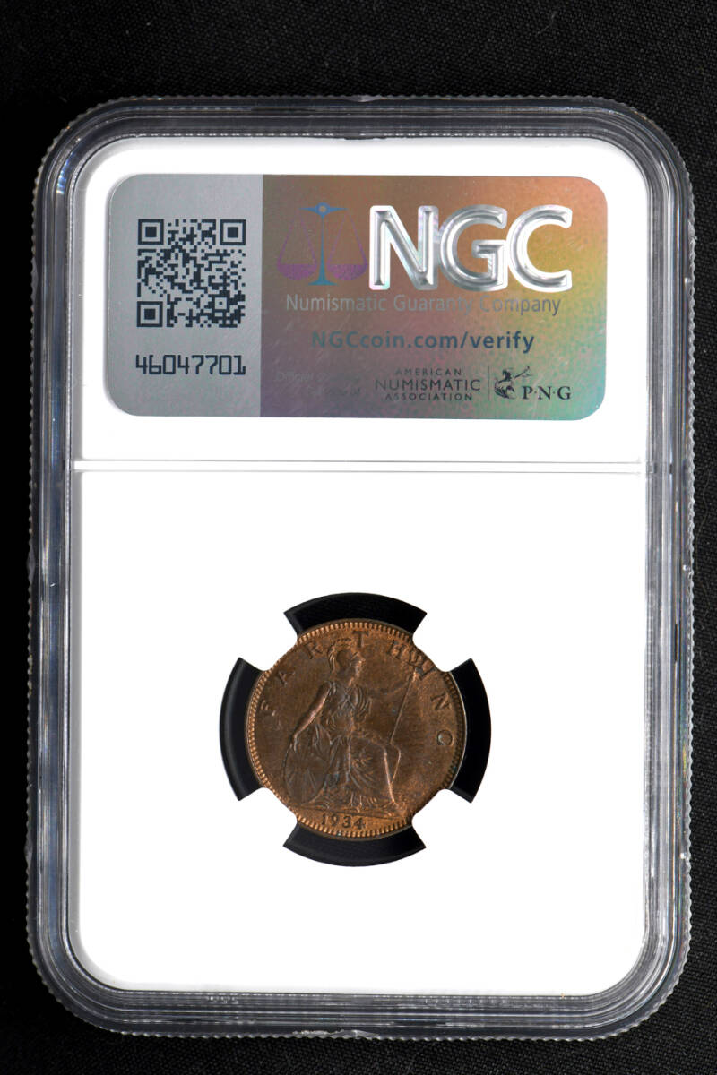 Yahoo!オークション - 土終 【NGC MS64RB】1934 イギリス 1/4P銅貨 未...