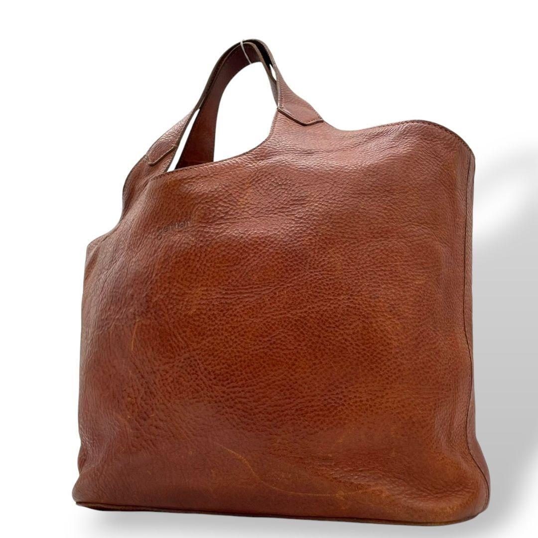 Yahoo!オークション - ゲンテン トートバッグ 茶 トスカ ロゴ レザー g...