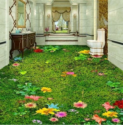 Yahoo!オークション - C370 巨大 3D フロアマット 2m 3m 自然 葉っぱ ...