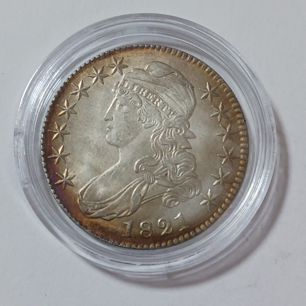 Yahoo!オークション - アメリカ 古銭 銀貨 1821年 50C 自由の女神 リバ...