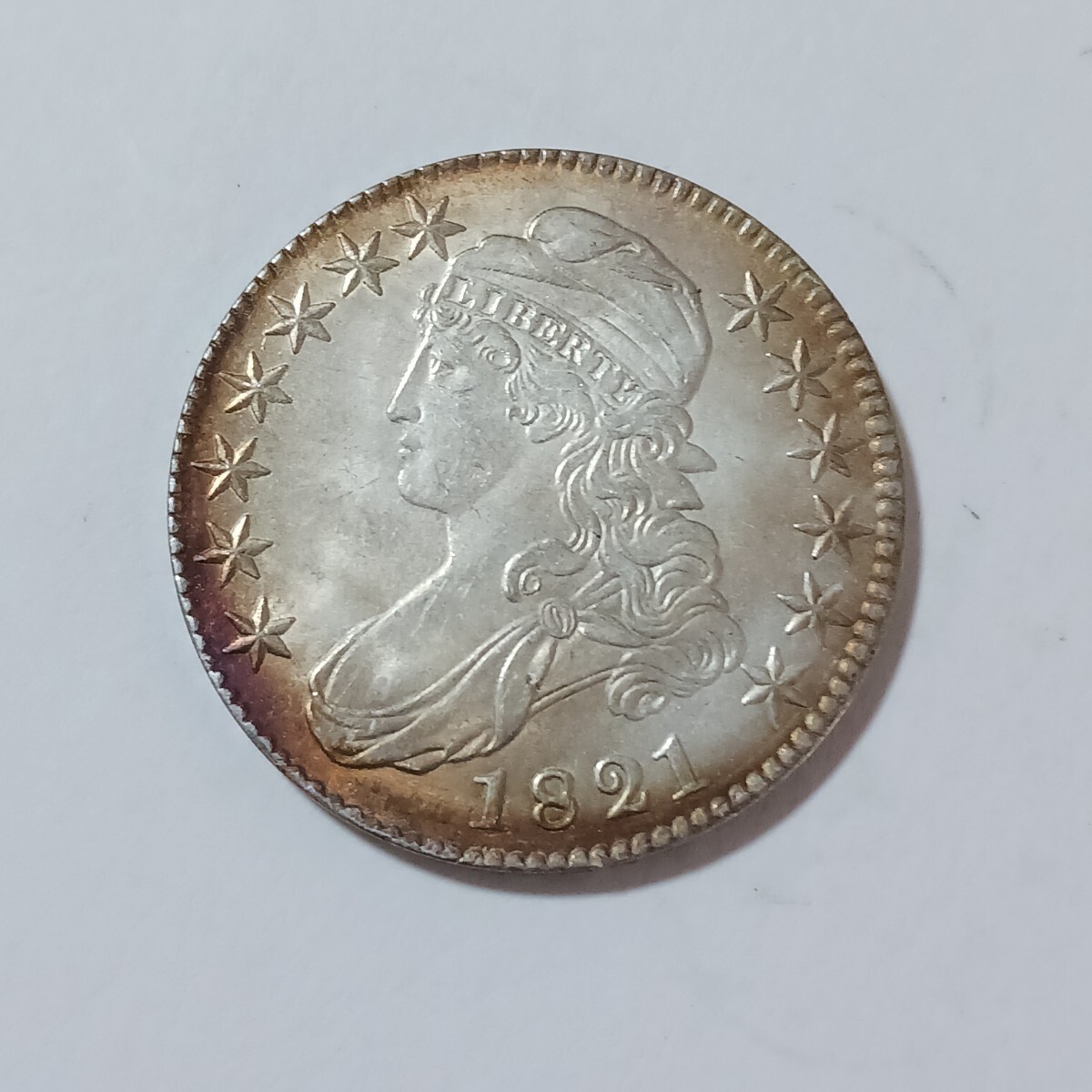 Yahoo!オークション - アメリカ 古銭 銀貨 1821年 50C 自由の女神 リバ...