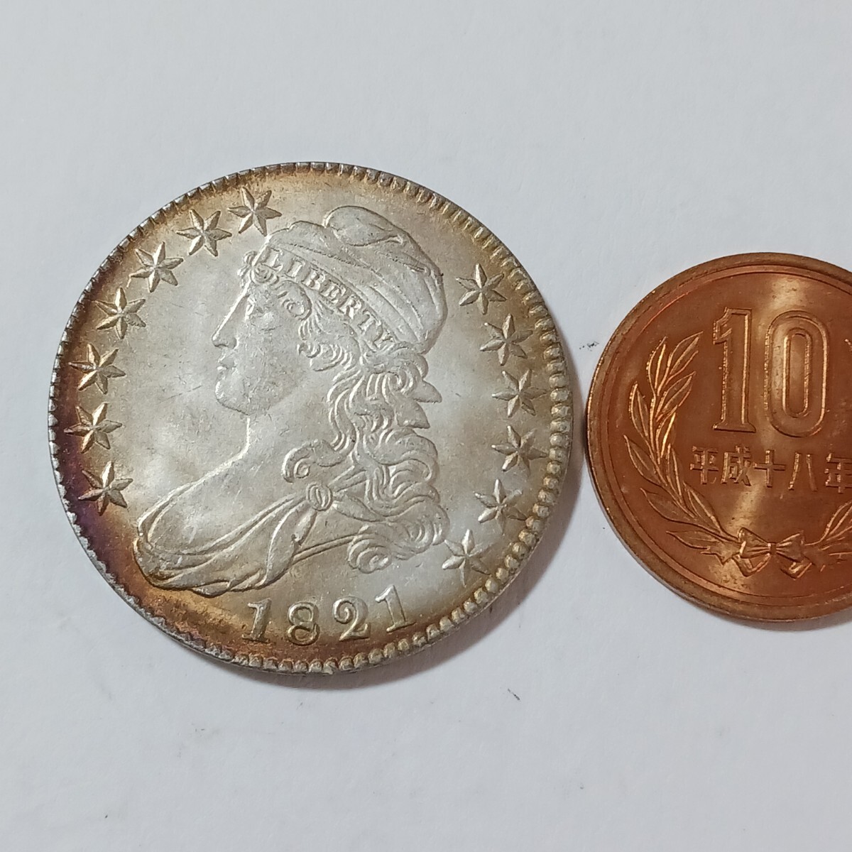 Yahoo!オークション - アメリカ 古銭 銀貨 1821年 50C 自由の女神 リバ...