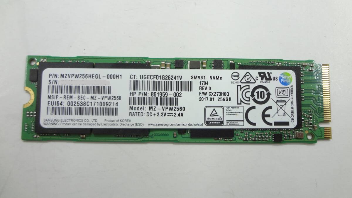 複数入荷 SAMSUNG MZ-VPW2560 256GB SSD SM961 NVMe M.2 中古動作品(B760) :: Yahoo!Auction｜DEJAPAN - Bid and ...