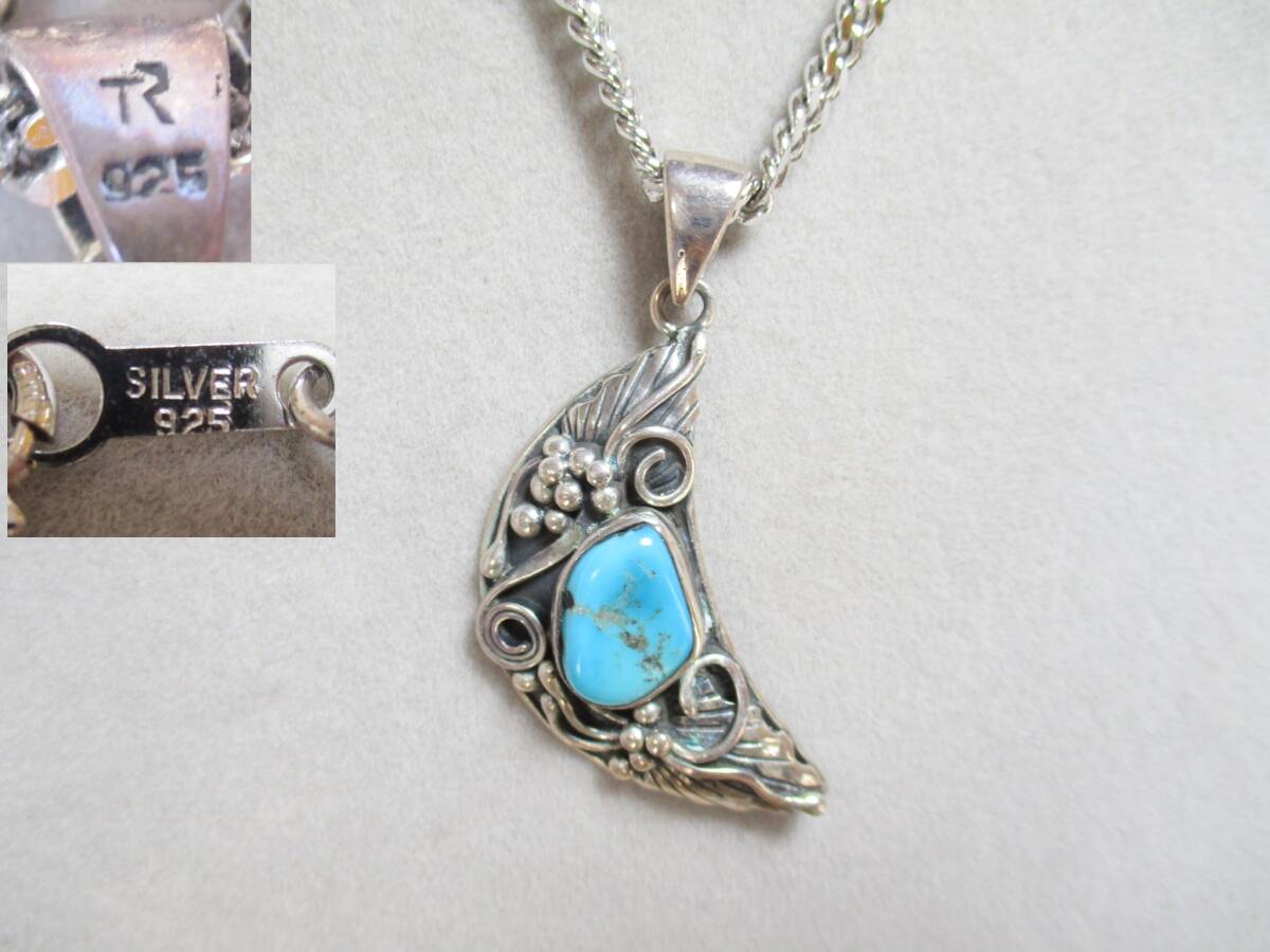 Yahoo!オークション - J059 シルバーアクセサリー ターコイズ×月デザ...