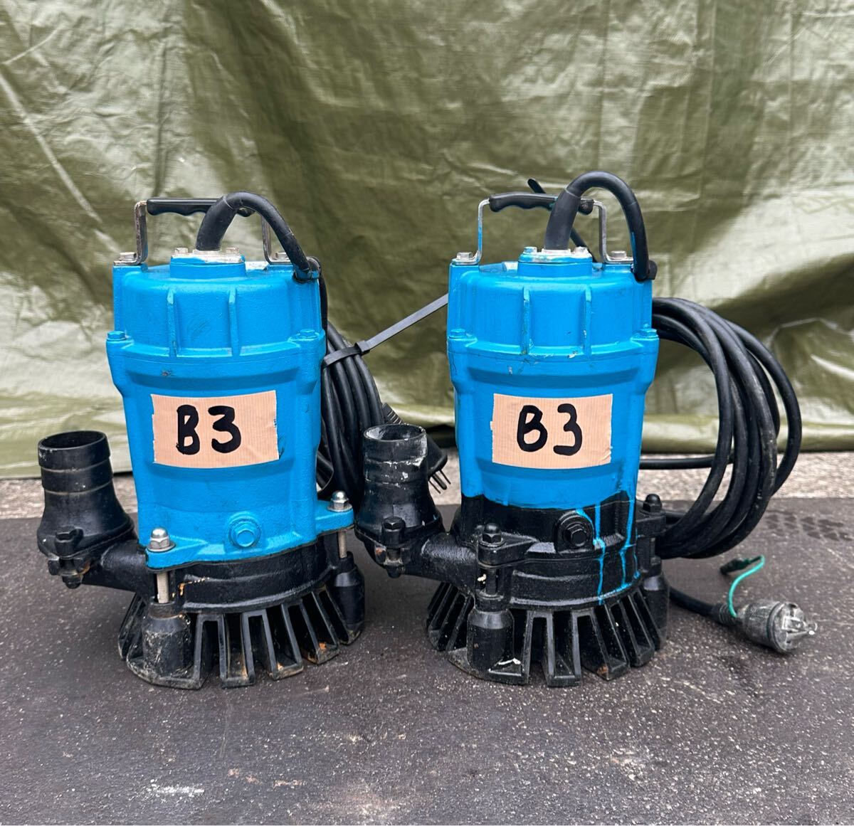 Yahoo!オークション - B3. 鶴見水中ポンプ HS2.4S 100V 50Hz 0.4KW 2台