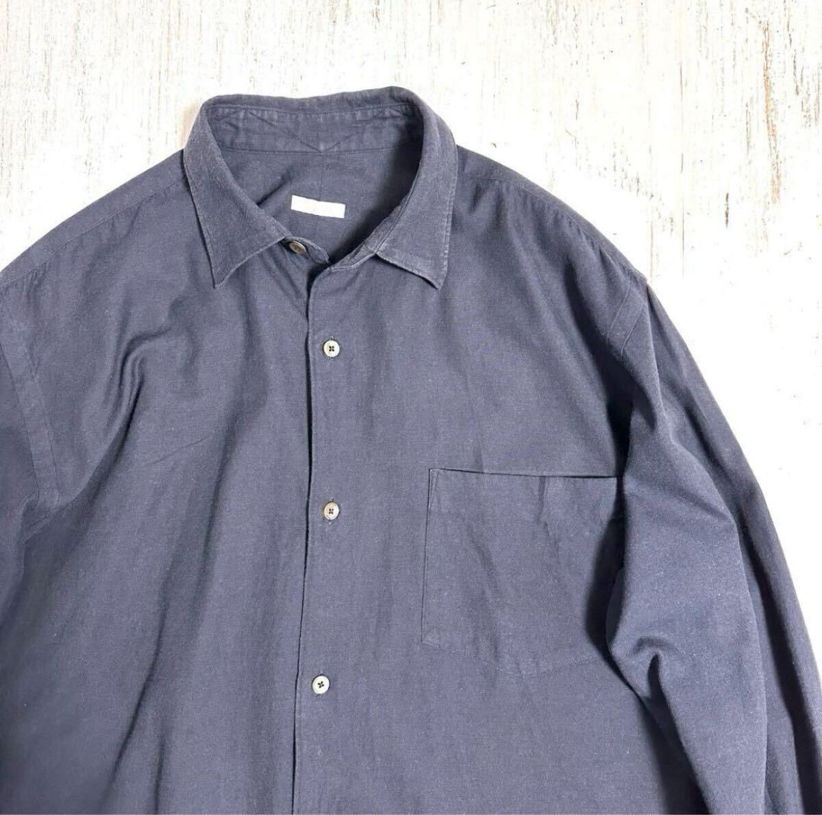 Yahoo!オークション - COMOLI 17AW コモリ コットン ネルシャツ ネイビ...