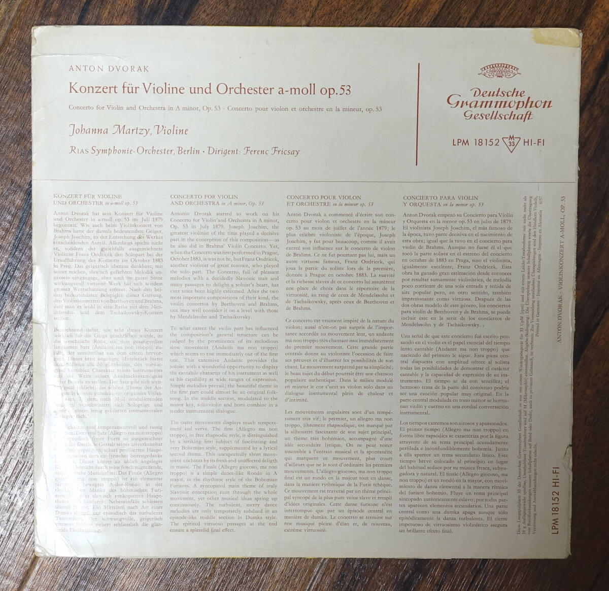 Yahoo!オークション - 極美 独DGG LPM 18152 ドヴォルザーク ヴァイオ...
