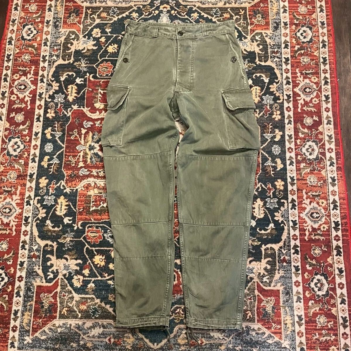 Yahoo!オークション - 70s フランス軍 実物 M-64 フィールドパンツ カ...