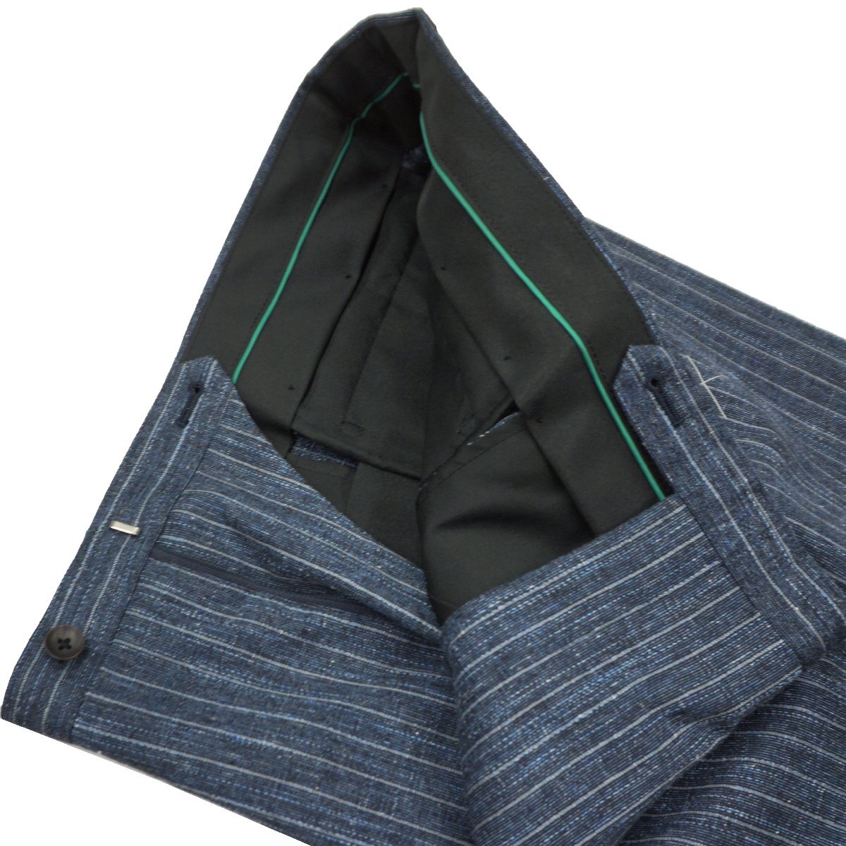 【樂淘letao】日本代購代標第一品牌－【 春夏スーツ 】伊製生地・背抜・サイドベンツ・パッチポケット ★ ワンタックパンツ ★ ブルー縞 ★ 毛・綿・麻混 ★ AB4 165-94-84