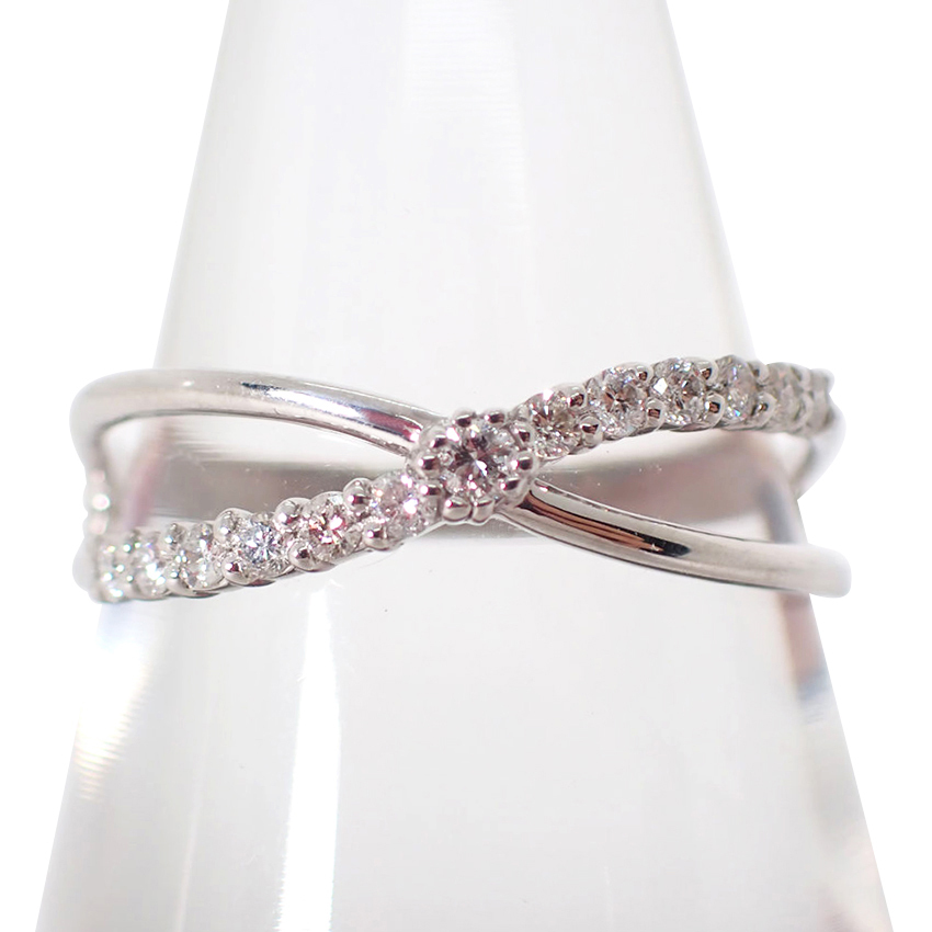 Yahoo!オークション - K18WG ダイヤモンド/0.17ct/リング /11号/g427-4...