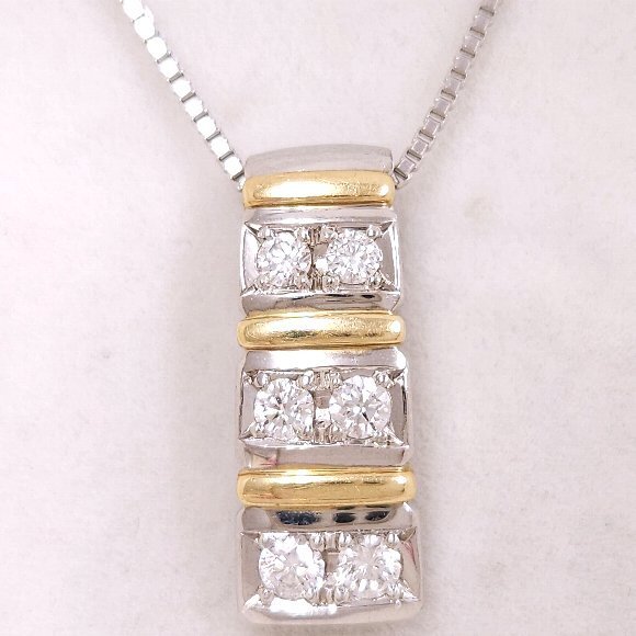 Yahoo!オークション - Y9271 K18/Pt900 天然ダイヤモンド 0.23ct ペン...