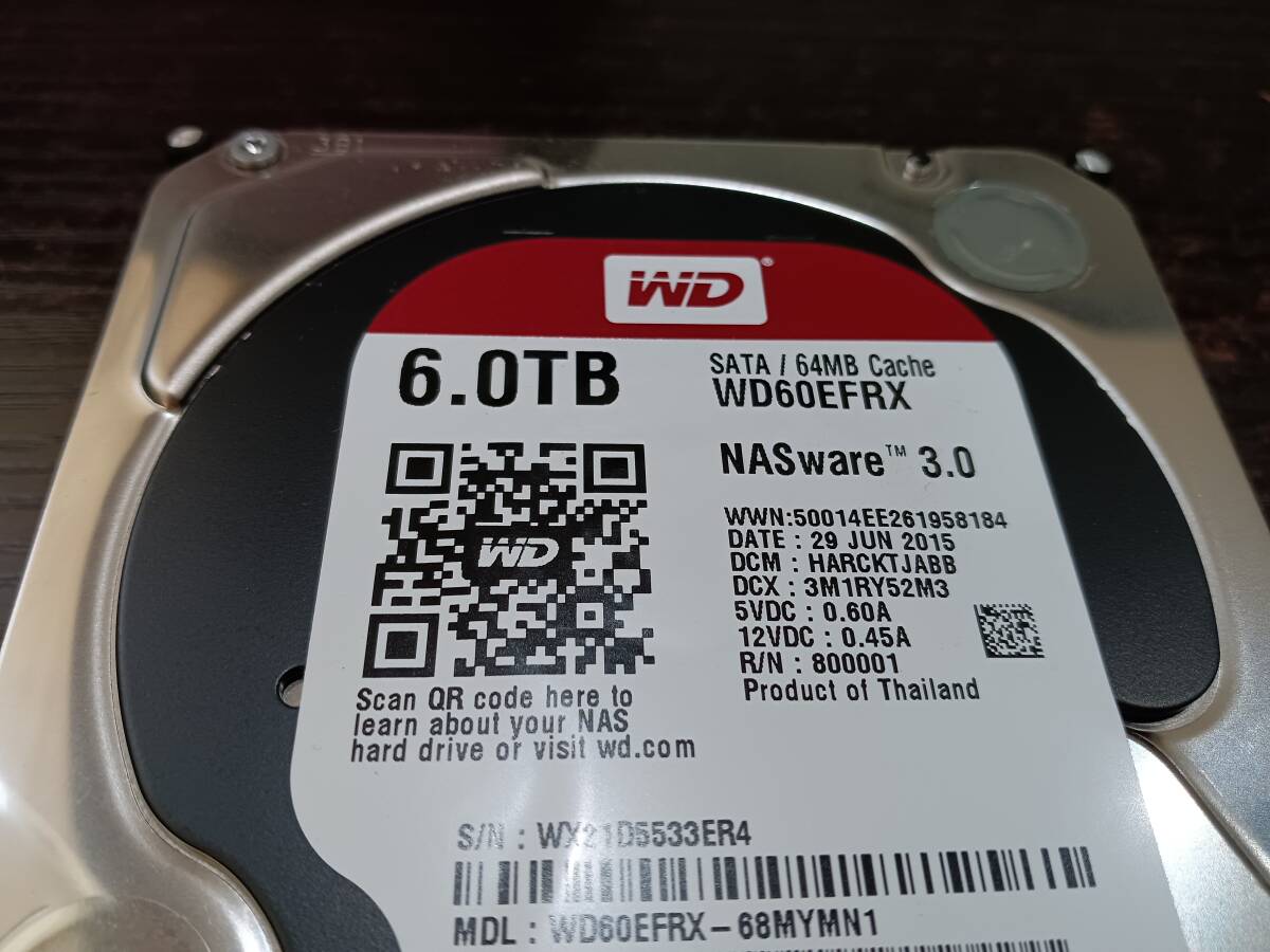 Yahoo!オークション - 【正常表示/動作品】WD Red WD60EFRX [6TB/6000G...