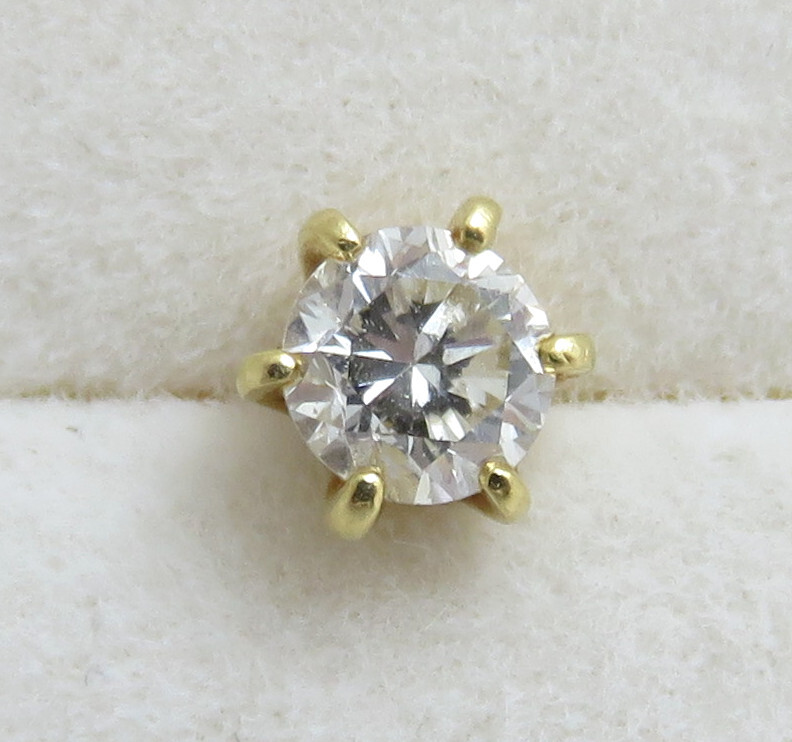 Yahoo!オークション - K18 一粒 ダイヤモンド 片耳 ピアス D0.25ct 約...