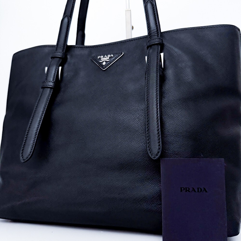 1円 超 ギャランティ付き 最高級ライン PRADA プラダ オールレザー トートバッグ ビジネス 大容量 A4 メンズ レディース ブラック(トートバッグ)｜売買されたオークション情報 ...