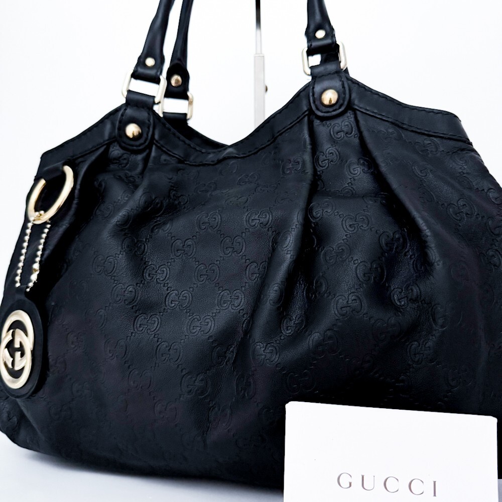 1円 超 最高級ライン GUCCI グッチ シマ インターロッキング エンボス トートバッグ ビジネス A4 メンズ レディース レザー ブラック(かばん、バッグ)｜売買されたオークション情報 ...