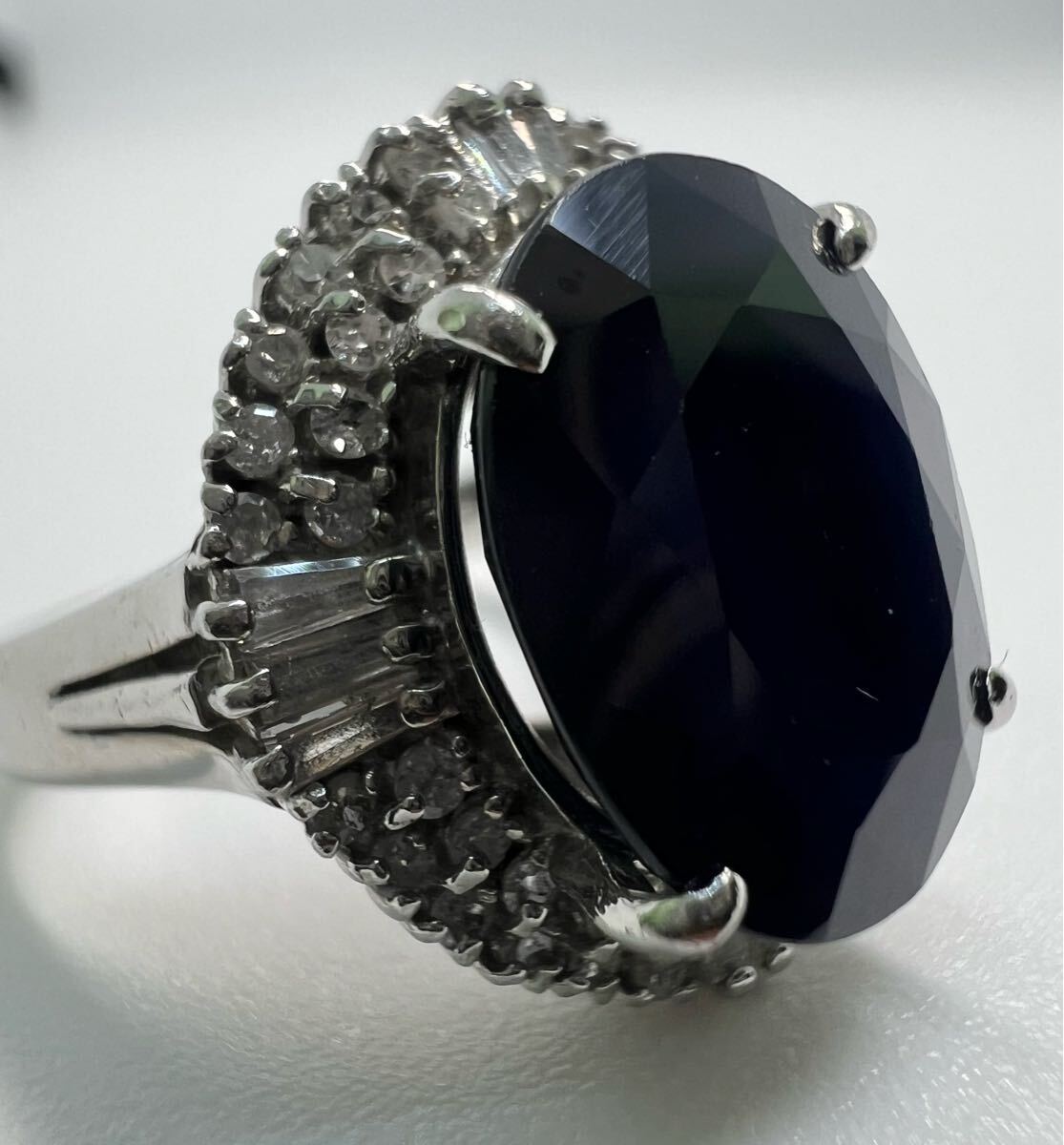 Yahoo!オークション - 1円 Pt900 リング サファイア 5ct ダイヤモンド ...