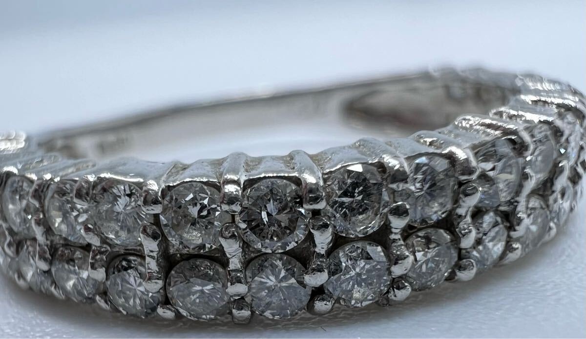 Yahoo!オークション - 1円 Pt900 Pt850 リング ダイヤモンド 1ct 17号...