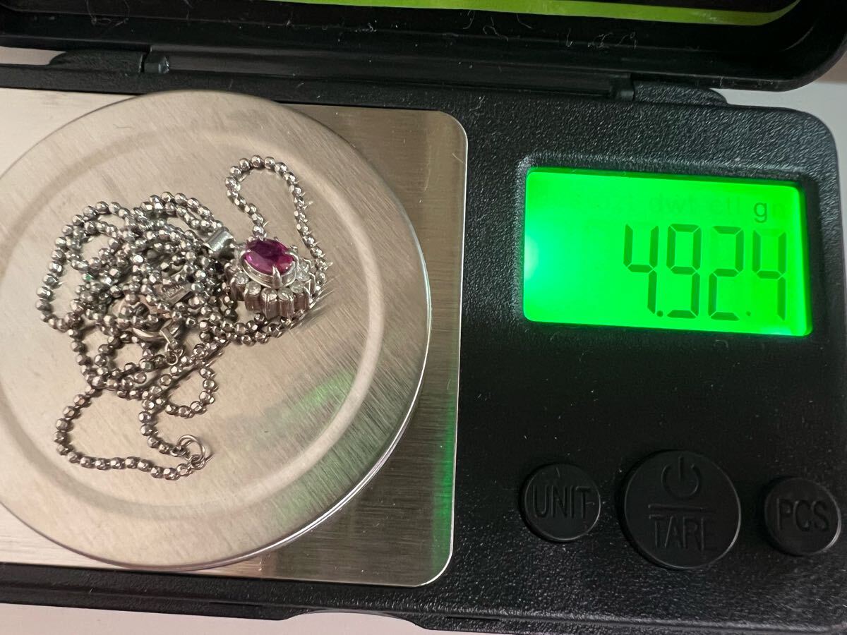 Yahoo!オークション - 1円 Pt850 ネックレス ルビー 0.26ct ダイヤモン...