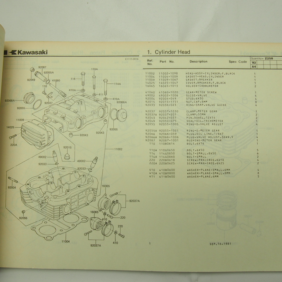 Yahoo!オークション - Z250-A4 パーツリスト KZ250A-038801～ Z250