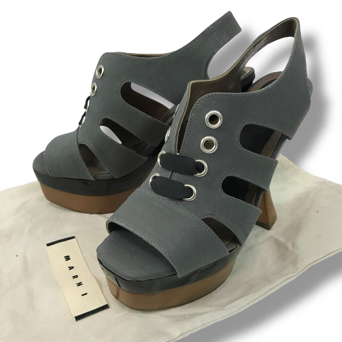 Yahoo!オークション - y150 未使用 MARNI マルニ サンダル レースアッ...