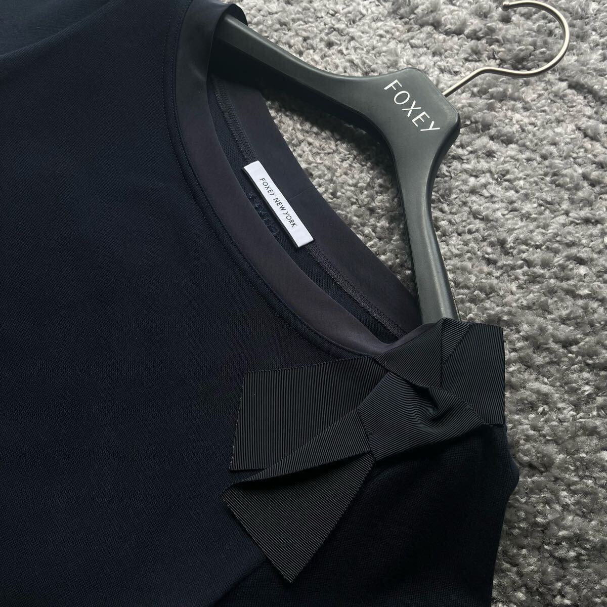 Yahoo!オークション - FOXEY NY 38 濃紺 肩リボン カットソー