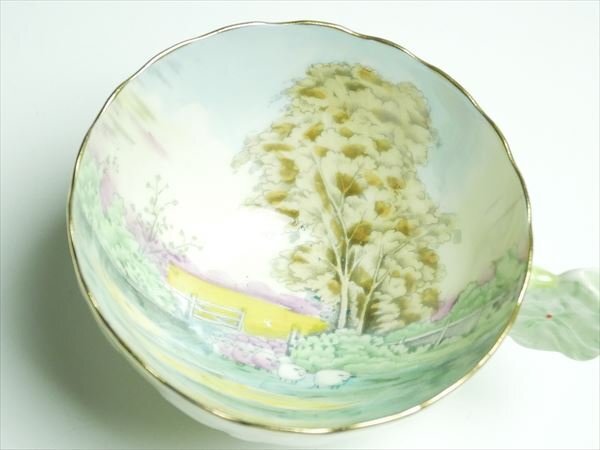 Yahoo!オークション - k930 アンティーク パラゴン 金彩 風景画 トリオ...