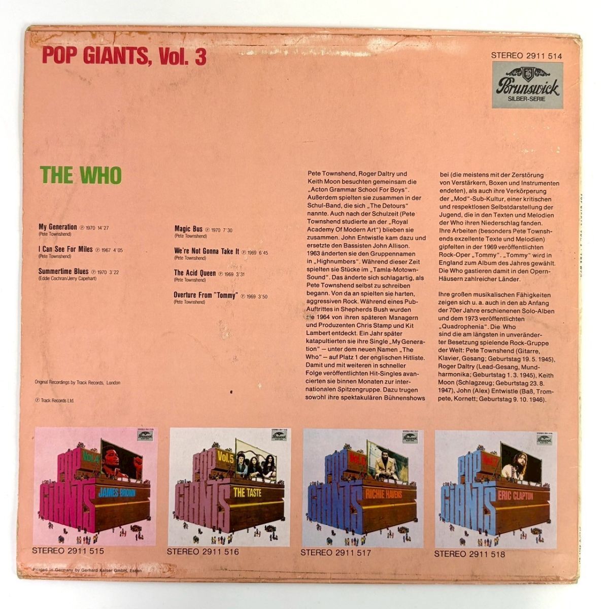 Yahoo!オークション - R520-23【輸入盤 LP】THE WHO POP GIANTS VOL.3 ...