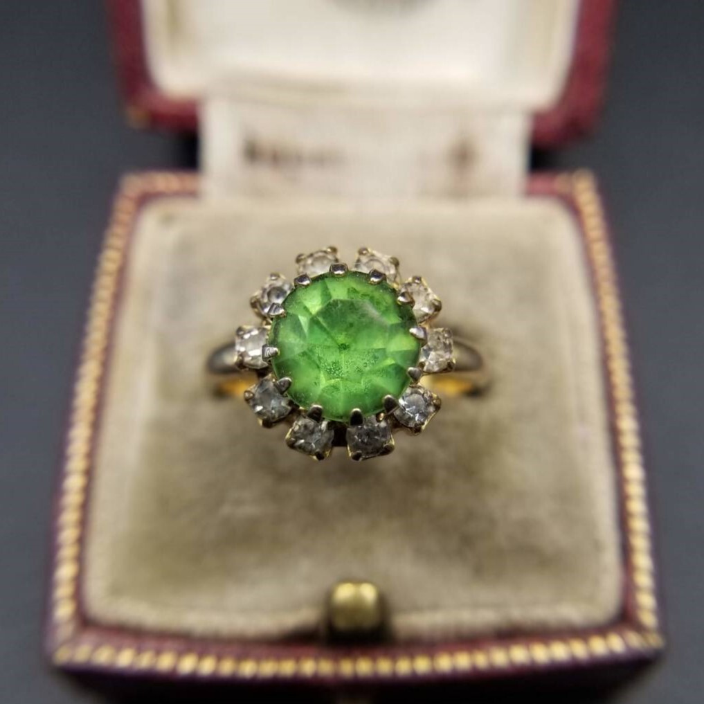 Yahoo!オークション - グリーン ラウンドカット フローラル ヴィンテー...