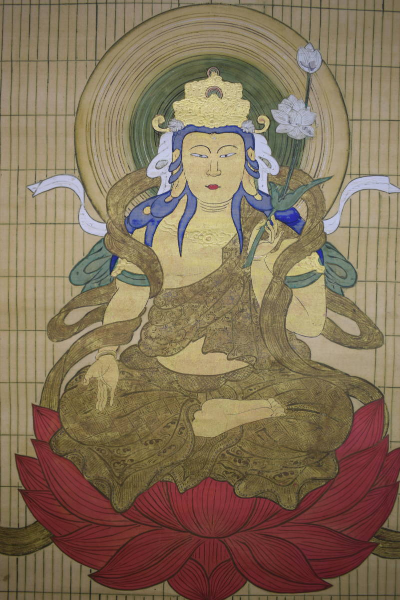 不詳】//作者不明/佛画/仏画/観音図/絹表装/大幅/布袋屋掛軸HH- 不詳】//作者不明/佛画/仏画/観音図/絹表装/大幅/布袋屋掛軸HH-
