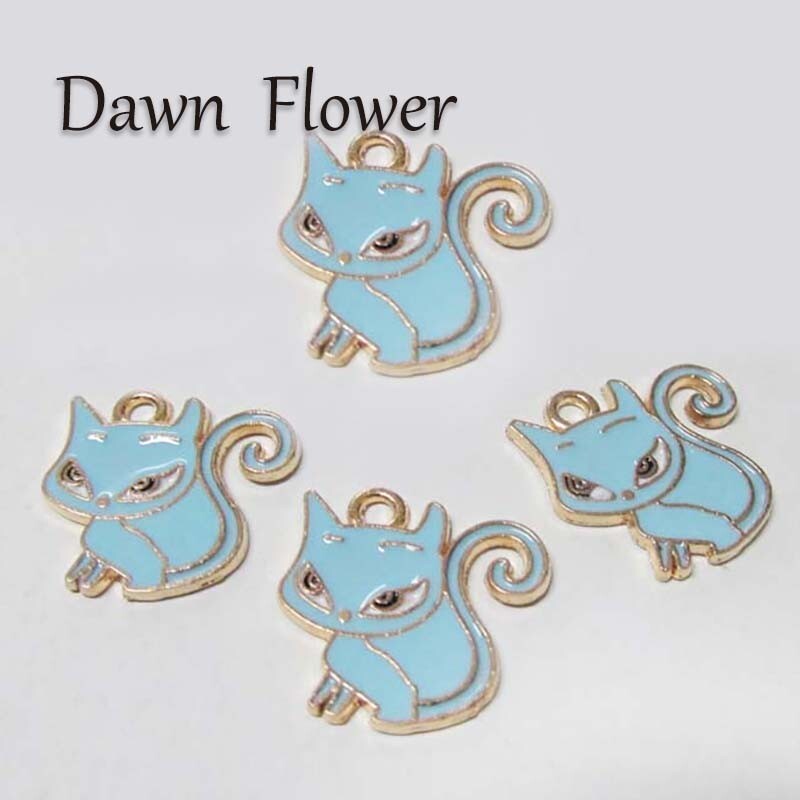 Yahoo!オークション - 【D-1094】9pcs ねこ 22mm ライトブルー チャー...