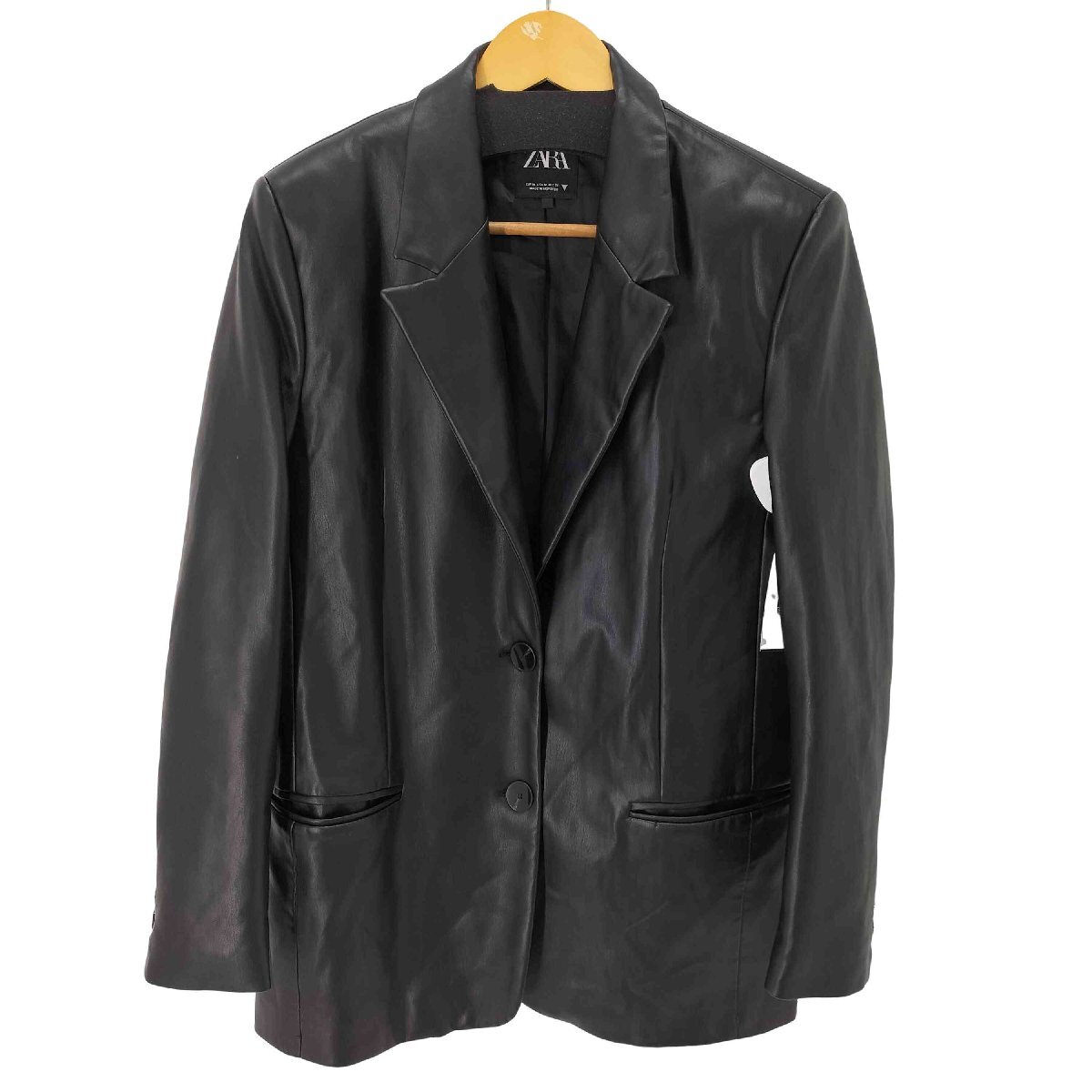 Yahoo!オークション - ZARA(ザラ) フェイクレザー2Bテーラードジャケッ...