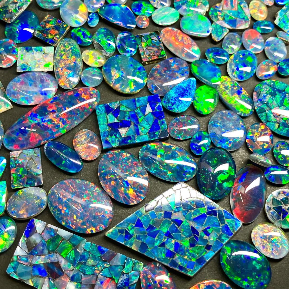 Yahoo!オークション - 1円〜 遊色効果 〔ダブレットオパールおまとめ24...