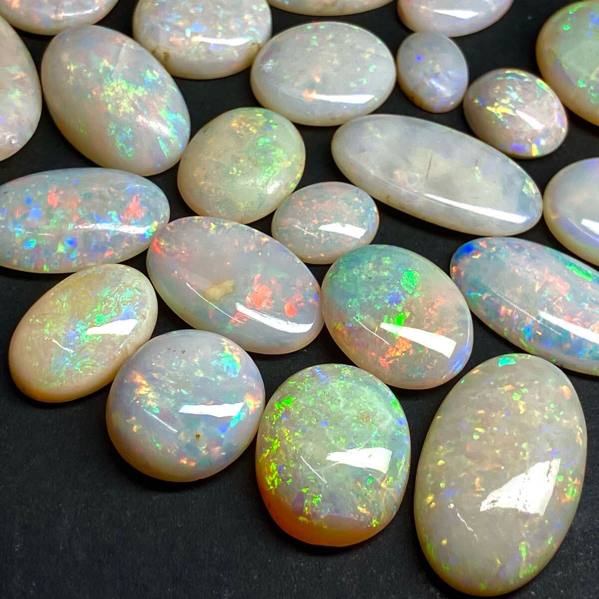 Yahoo!オークション - 1円〜 遊色効果 〔天然ホワイトオパールおまとめ...