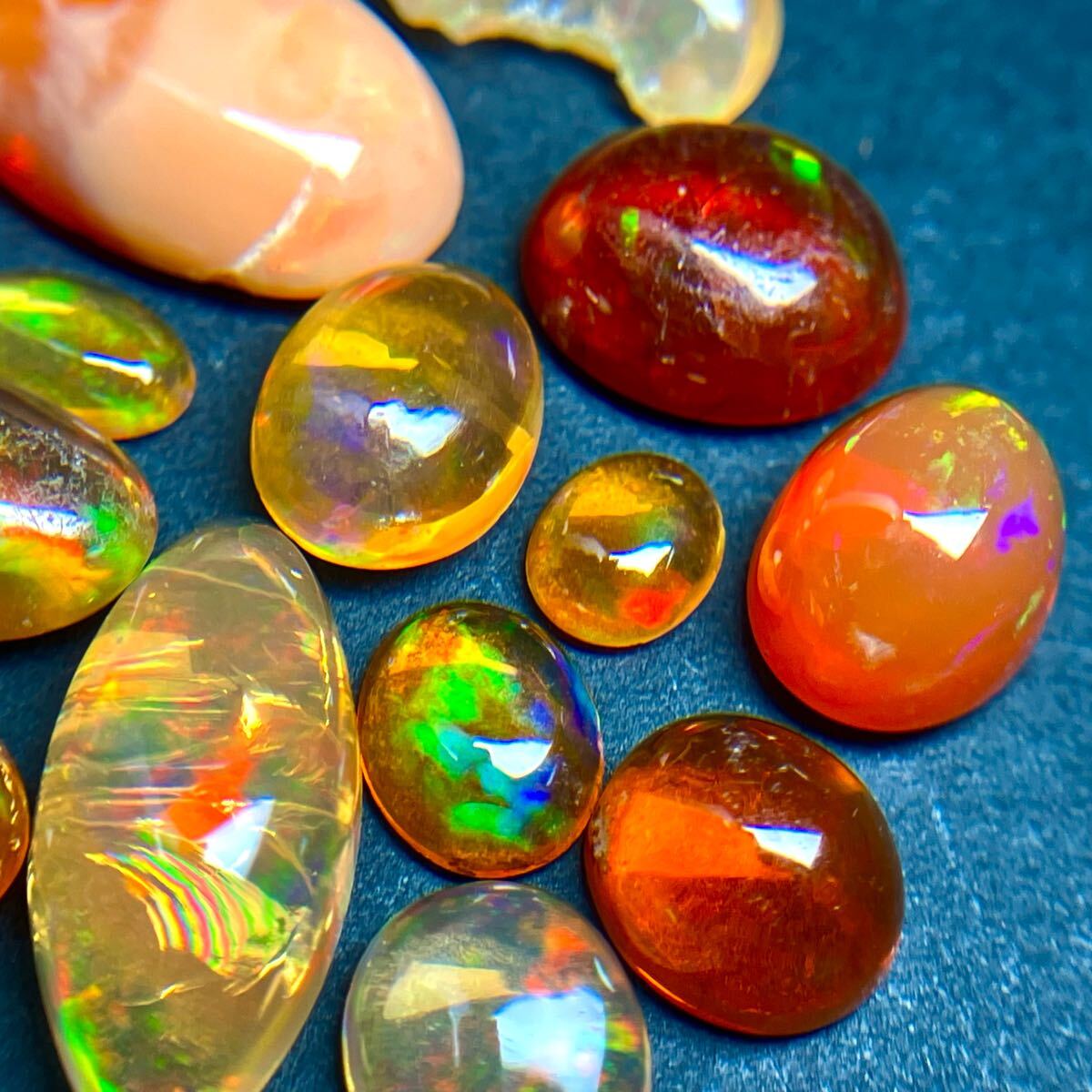 Yahoo!オークション - 1円〜 遊色効果 〔天然ファイアオパールおまとめ...