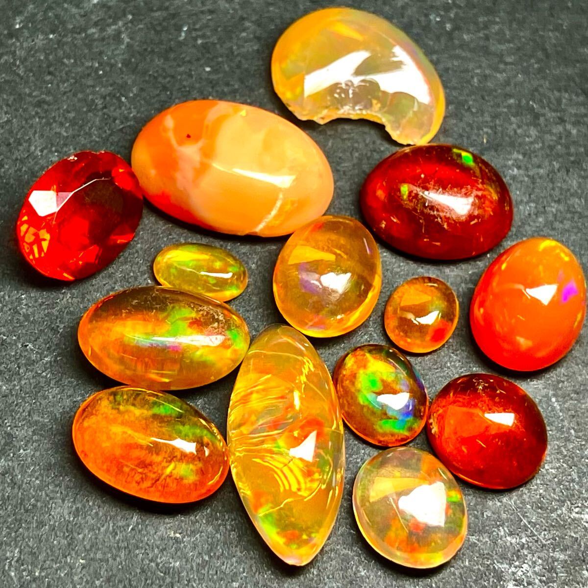 Yahoo!オークション - 1円〜 遊色効果 〔天然ファイアオパールおまとめ...