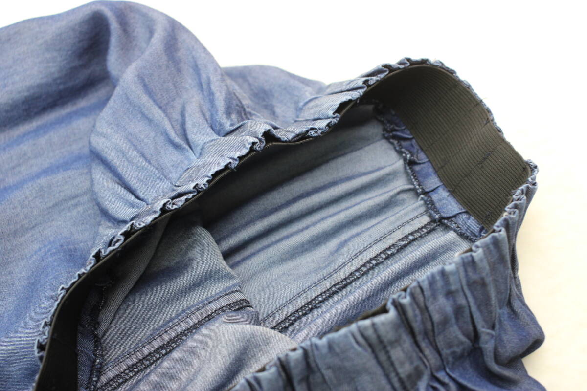 Yahoo!オークション - 5-385 新品 ウエストゴムやわらかデニムワイドパ...