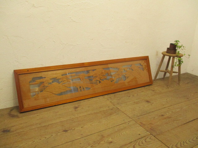 Yahoo!オークション - タA672 【H38 5cm×W163cm】 両面ガラス入り 木...