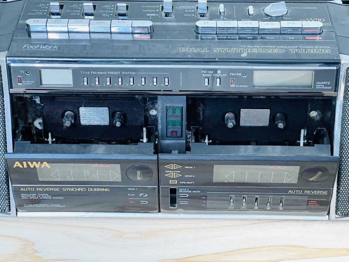Yahoo!オークション - AIWA アイワ CS-W90 Wカセットラジカセ 未チェッ...