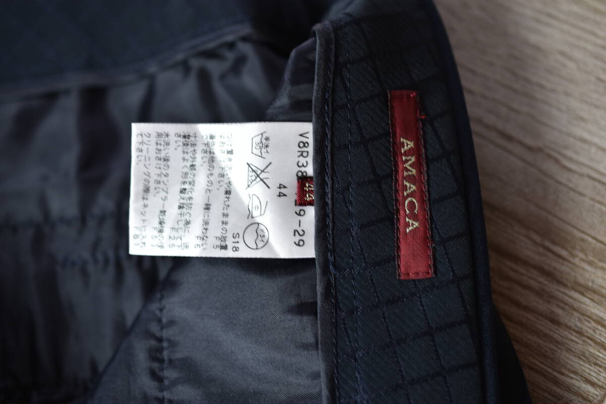 Yahoo!オークション - AMACA アマカ テーパードスリムパンツ 紺色 大き...