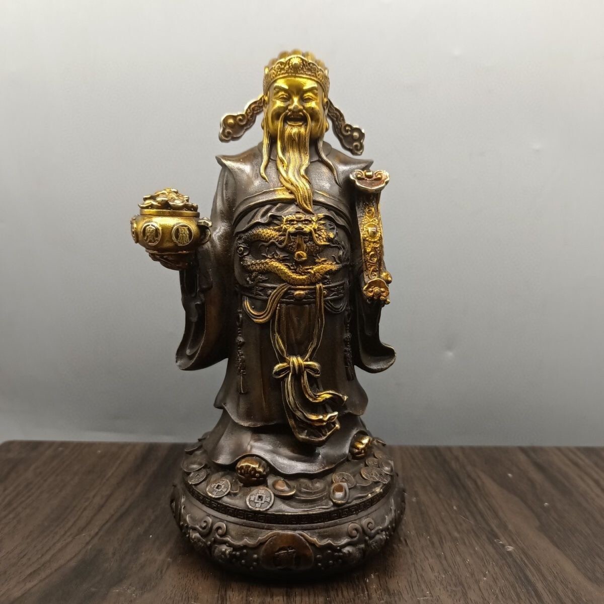 Yahoo!オークション - 【A115】旧家収蔵 中国古玩 銅金 財神像 置物
