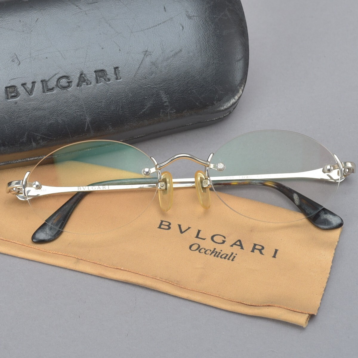 Yahoo!オークション - 良品 ブルガリ BVLGARI 眼鏡 203 14KWG オニキス...