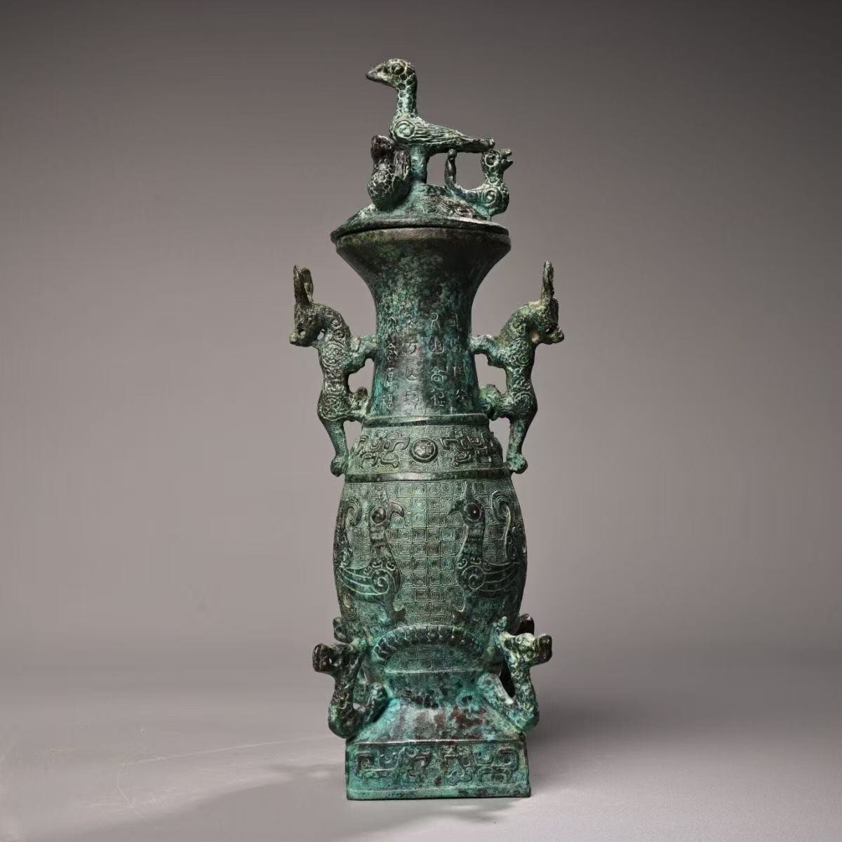 Yahoo!オークション - y386【珍寳斎】旧家収蔵 漢時代 青銅器の鳥蓋花...